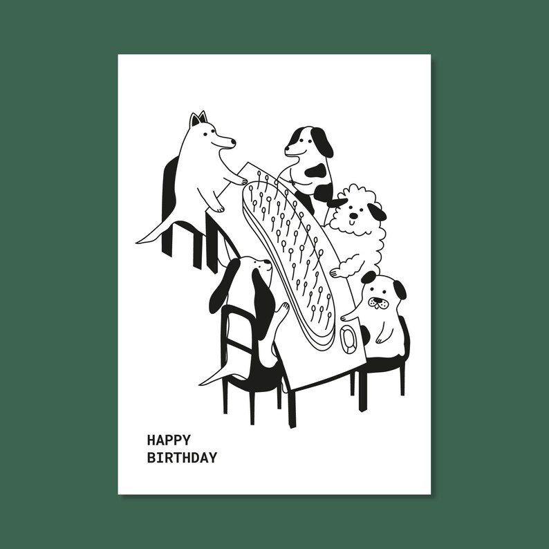 Happy Birthday Card Greeting Card Dog Illustration Card Dog - Etsy