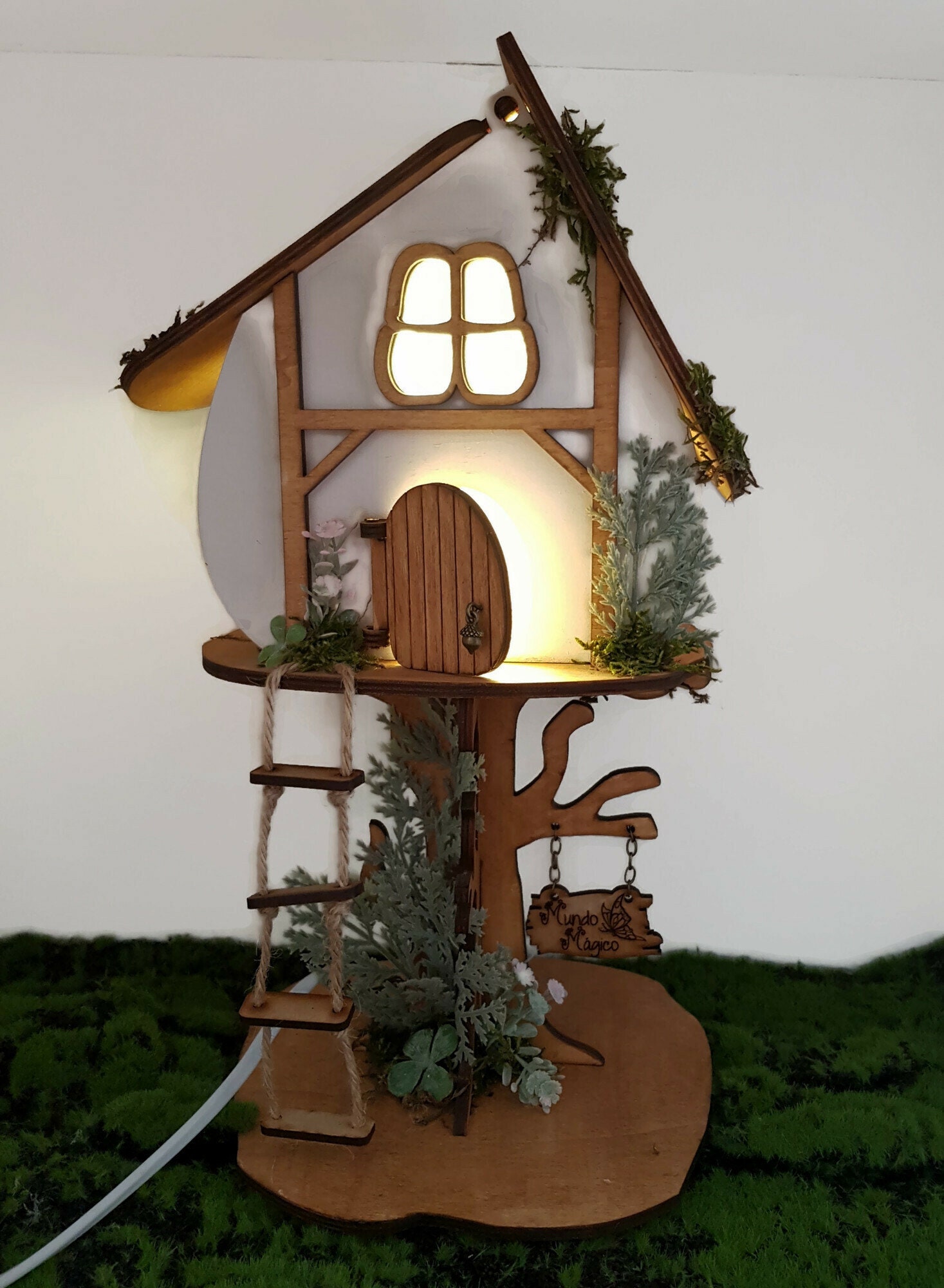 Fairy house lamp Wooden house with light decorative dim | Etsy
