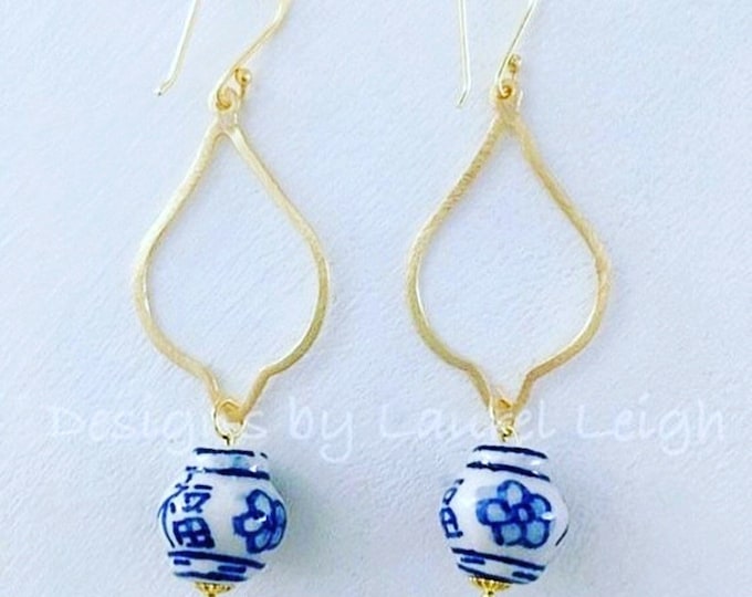 GOLD or SILVER Chinoiserie GINGER Jar Earrings | Dangle, Lightweight ...