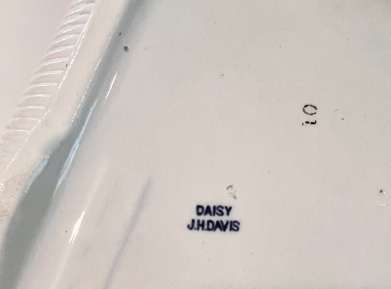 Rare Antique J.H. Davis Blue White Pink Daisy Pattern Ironstone ...