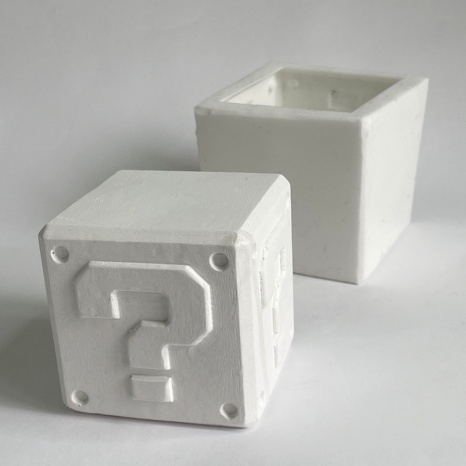 Silicone Mold Question Mark Mario Super Concrete Plaster Planter Candle ...