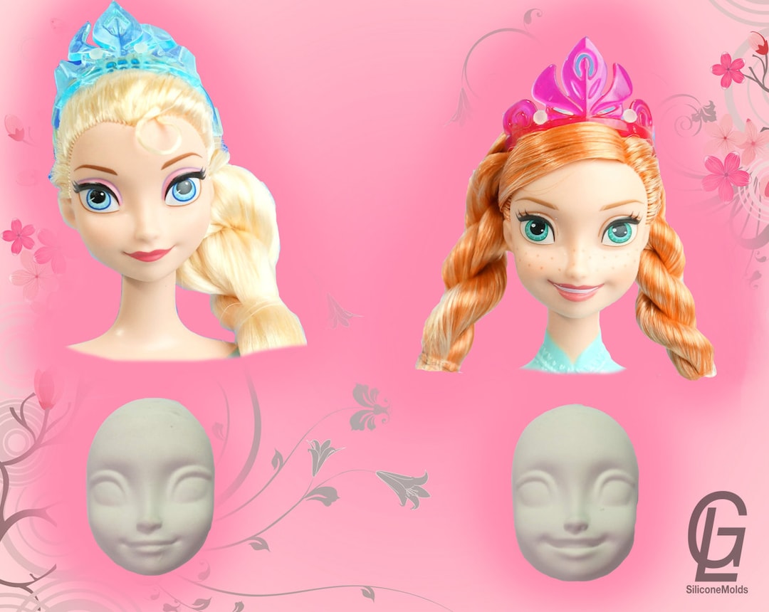 Anna Elsa Kristoff Silicone Mold Face Head Frozen Barbie Doll Mould ...
