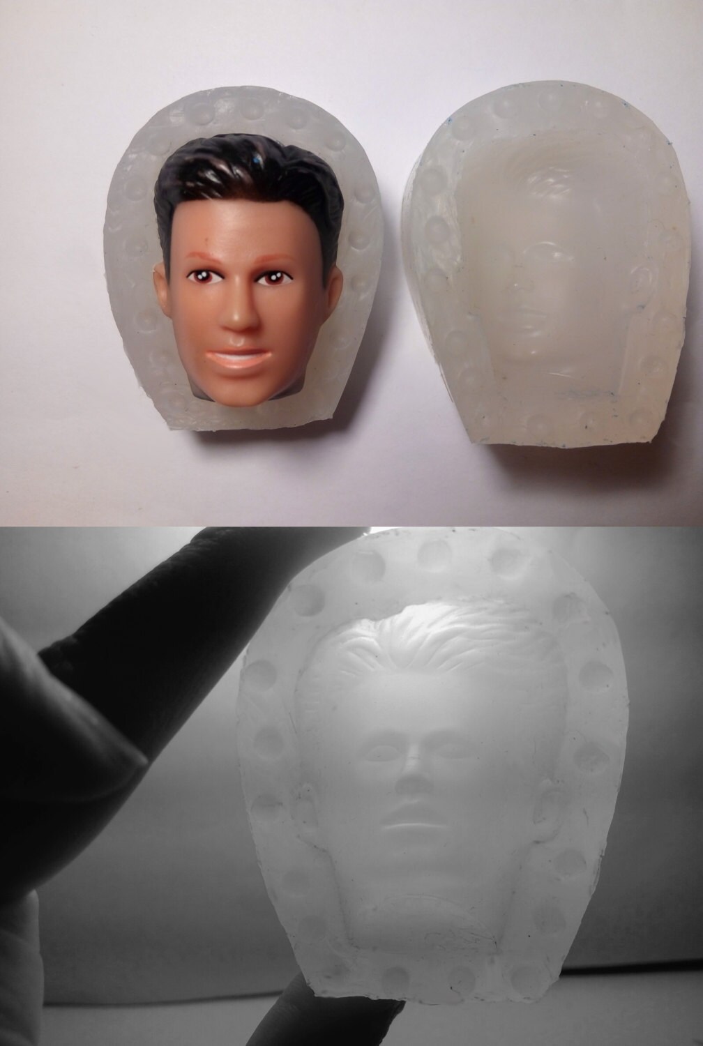 Face Head 2D, 3D Silicone Mold Man Ken Doll Mould Fondant Chocolate ...