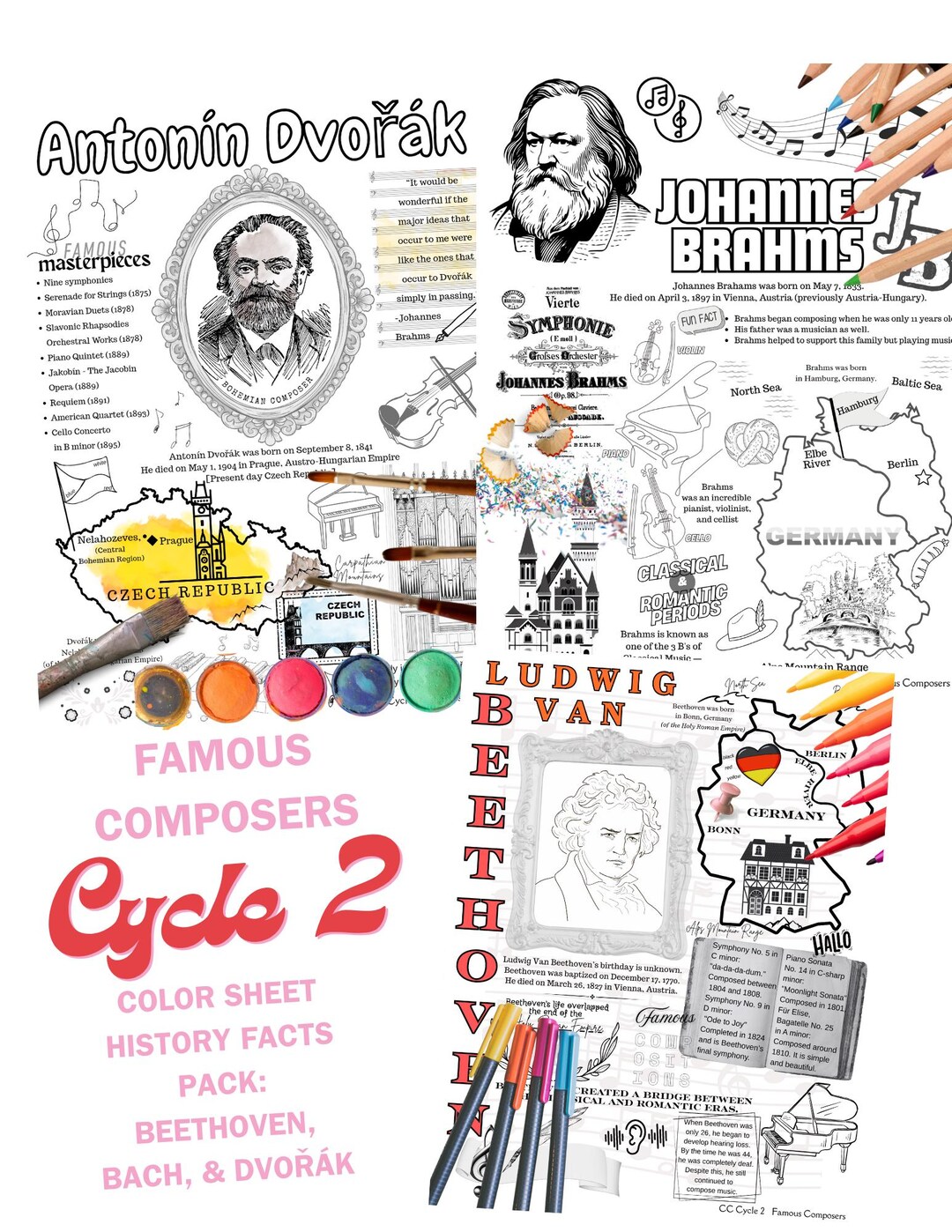 Cycle 2 CLASSICAL CONVERSATIONS Famous Composers Orchestra Coloring ...