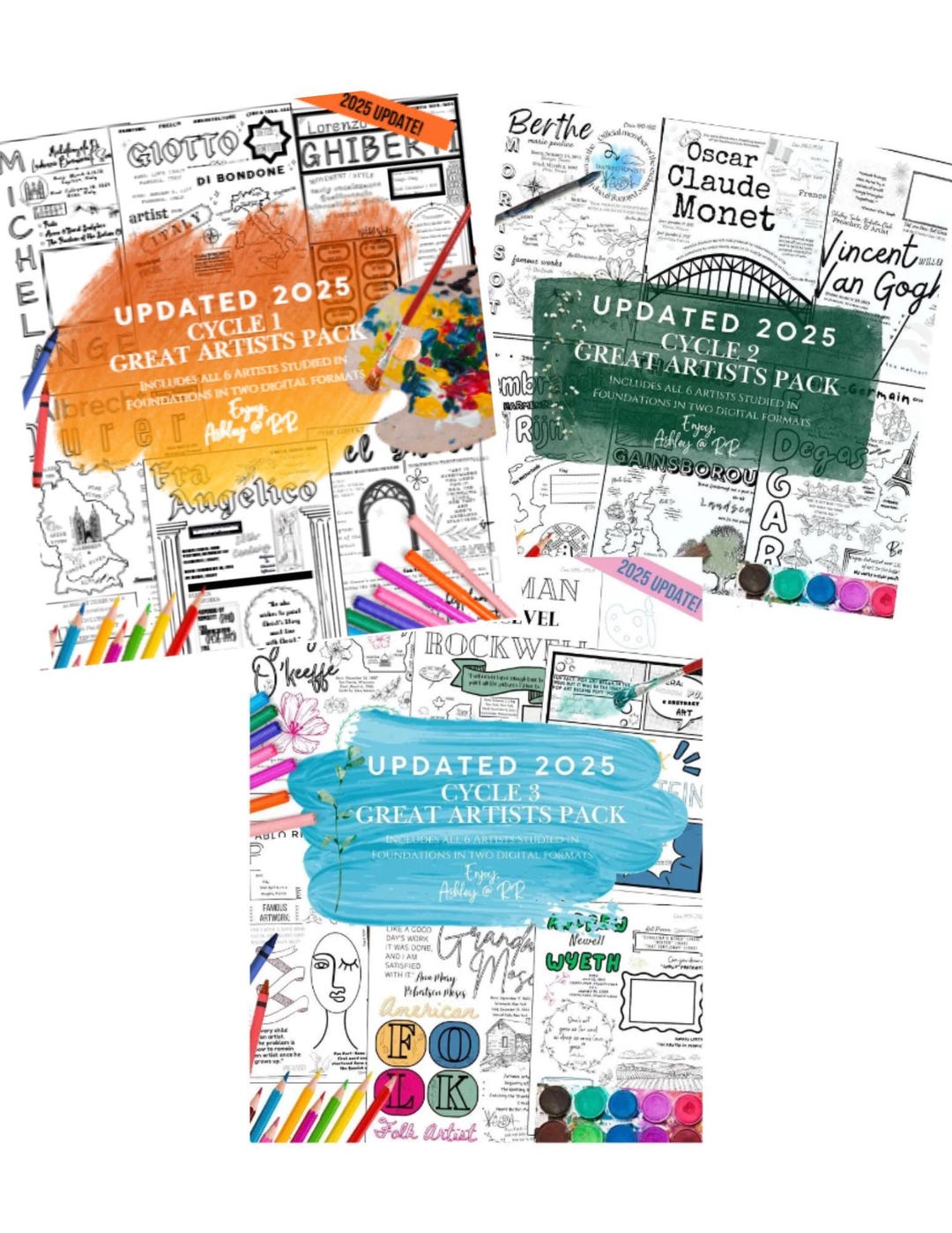 CLASSICAL CONVERSATIONS Cycles 1, 2, & 3 Great Artists Pack ALL 18 ...