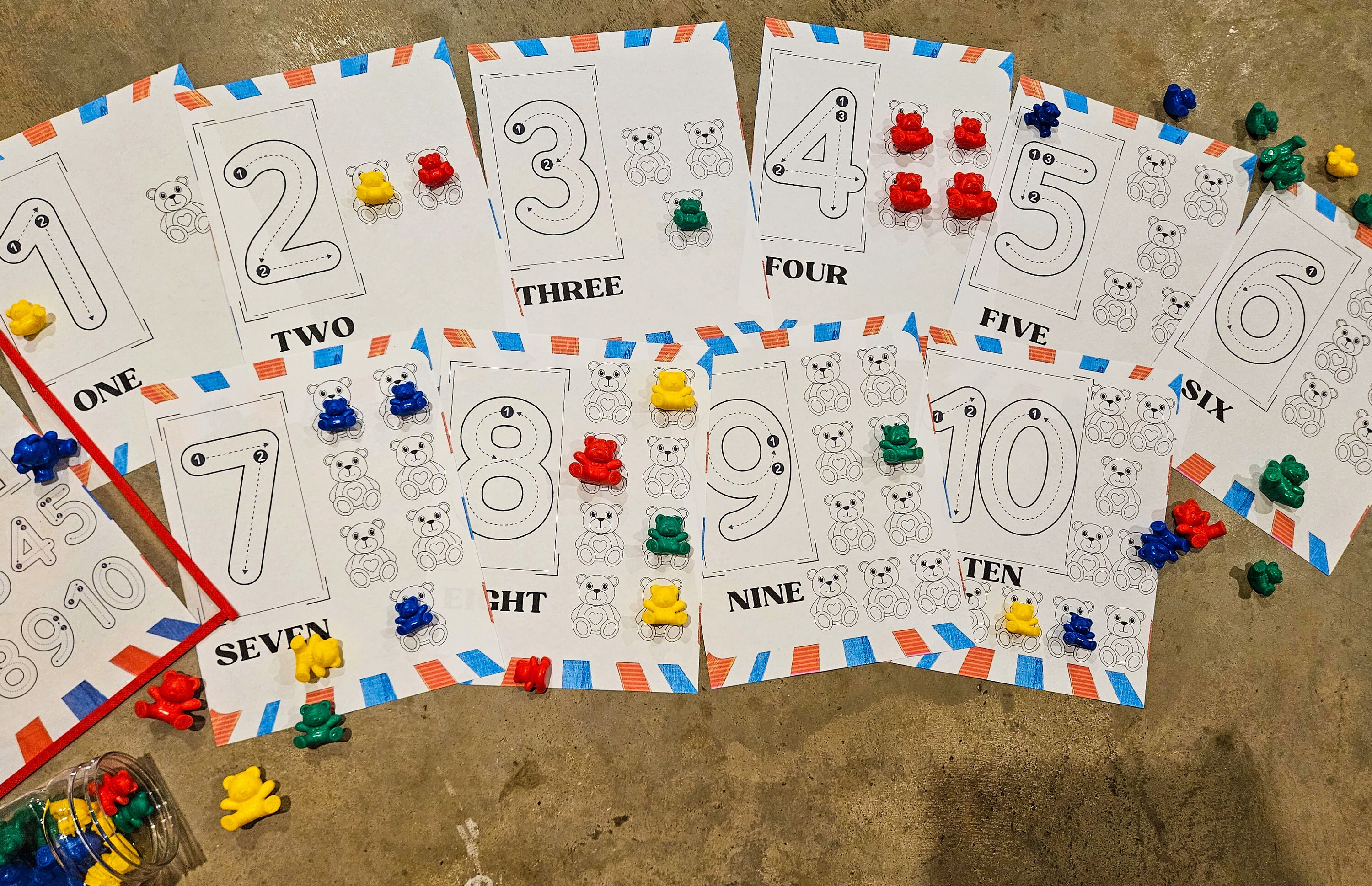 Pre K Kindergarten Counting Bear Placemat Booklet Homeschool Digital ...