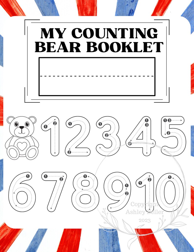 Pre K Kindergarten Counting Bear Placemat Booklet Homeschool Digital ...