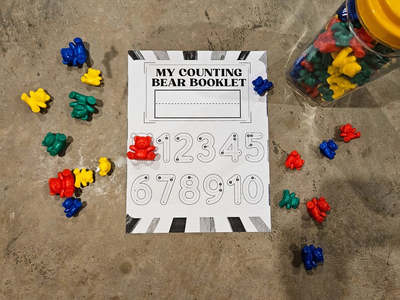 Pre K Kindergarten Counting Bear Placemat Booklet Homeschool Digital ...