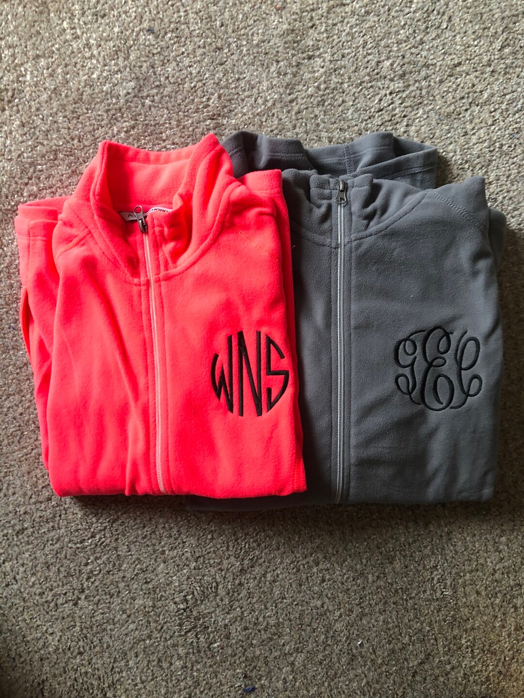 Monogram Microfleece Zip up Jacket, Sweatshirt, Fall, Custom, Warm, - Etsy