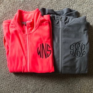 Monogram Microfleece Zip up Jacket, Sweatshirt, Fall, Custom, Warm, - Etsy