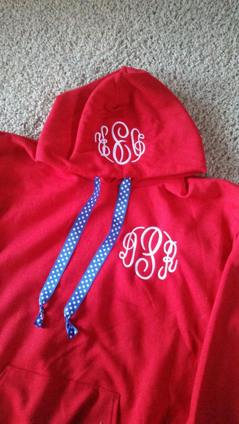 Monogram Hoodie With Ribbon Monogram Sweatshirt Monogram - Etsy