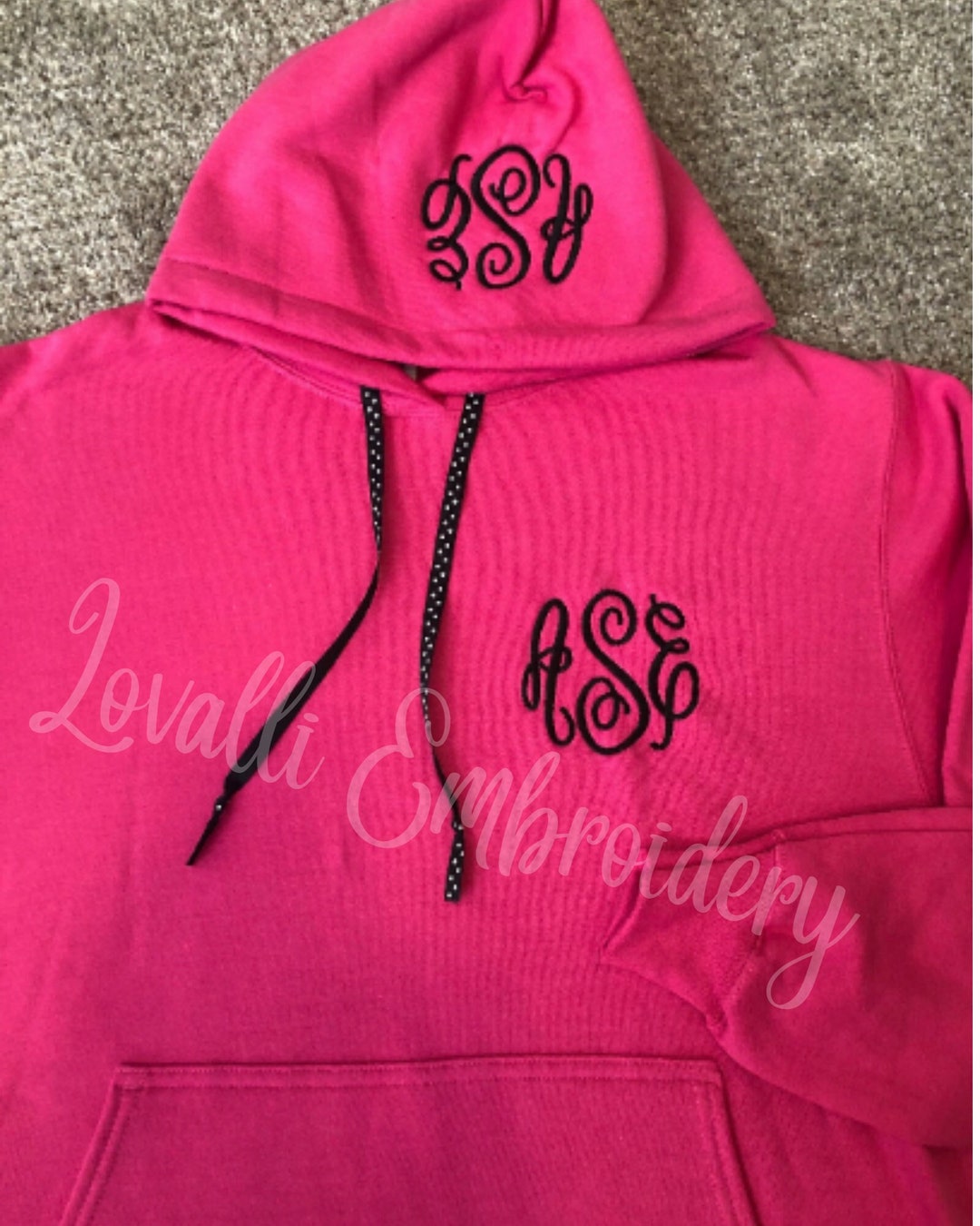 Monogram Hoodie With Ribbon, Monogram Sweatshirt, Monogram Pullover ...