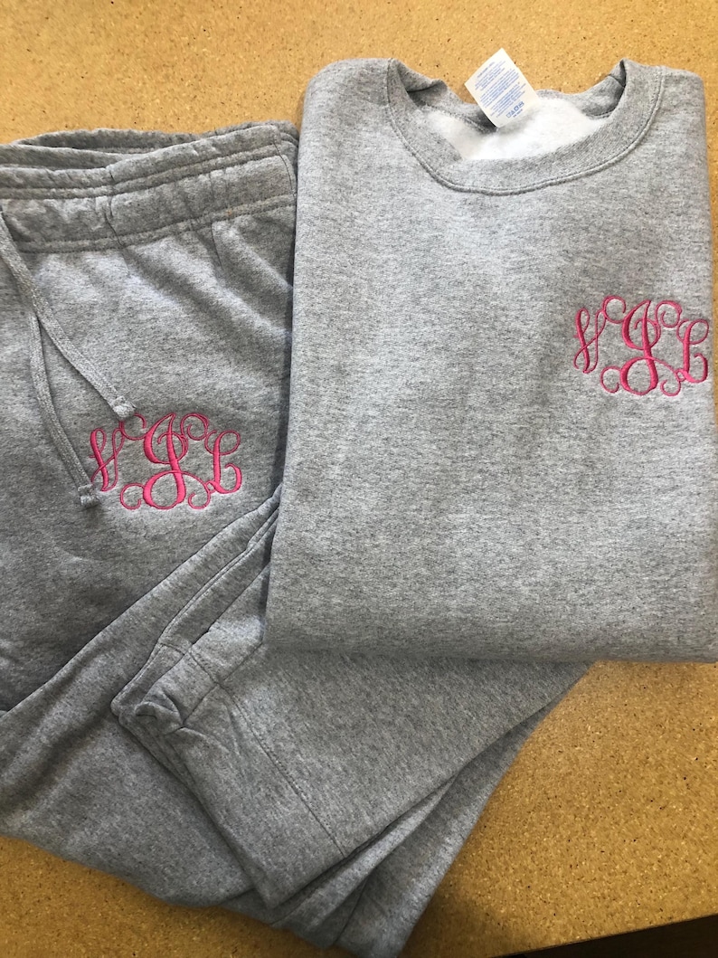 Monogrammed Sweatsuit Set, Monogram Sweatshirt Sweatpants, Womens ...