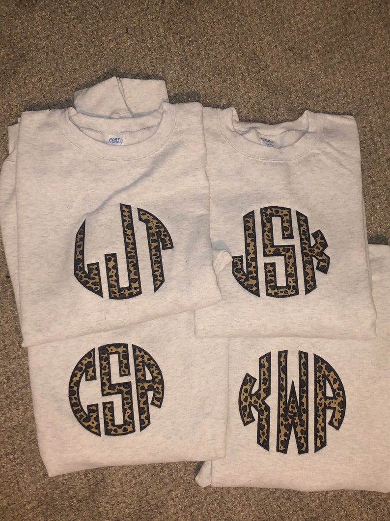 Cheetah Monogram Crew Monogram Sweatshirt Pullover | Etsy