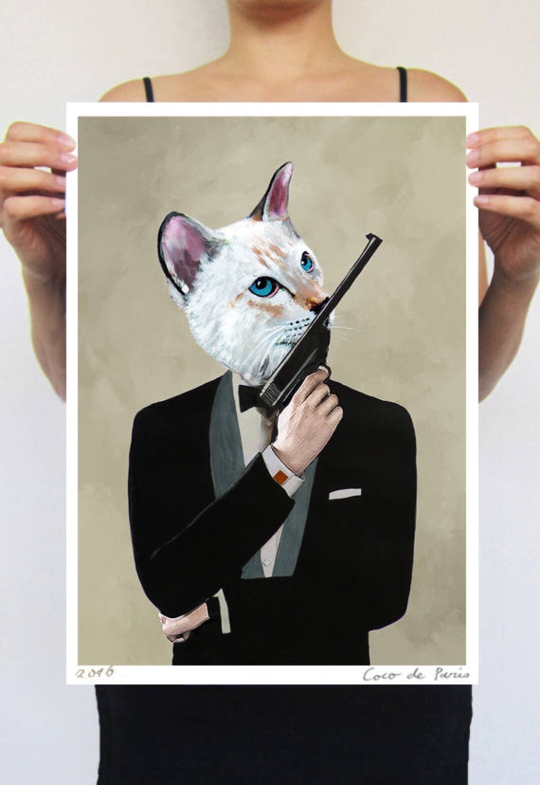 James Bond Print, Cart Artwork, Human Animal, Holiday Gift, Christmas ...