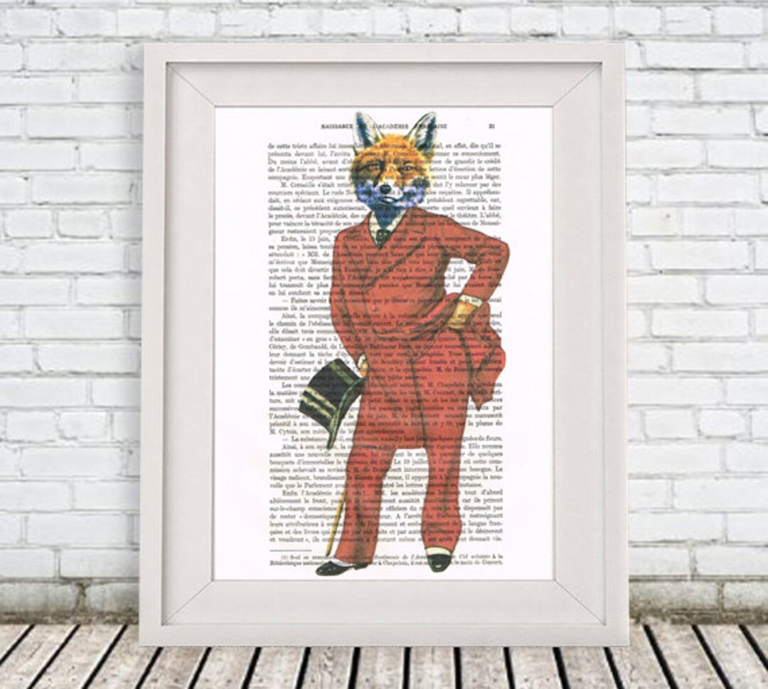 Dapper Fox Print 8x11 Animal in Suit Animal Print - Etsy UK