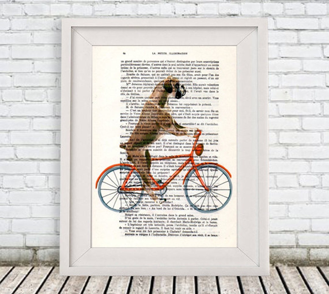 Boxer on Bicycle Print, Boxer Dog, Digital Pantings by Coco De Paris - Etsy