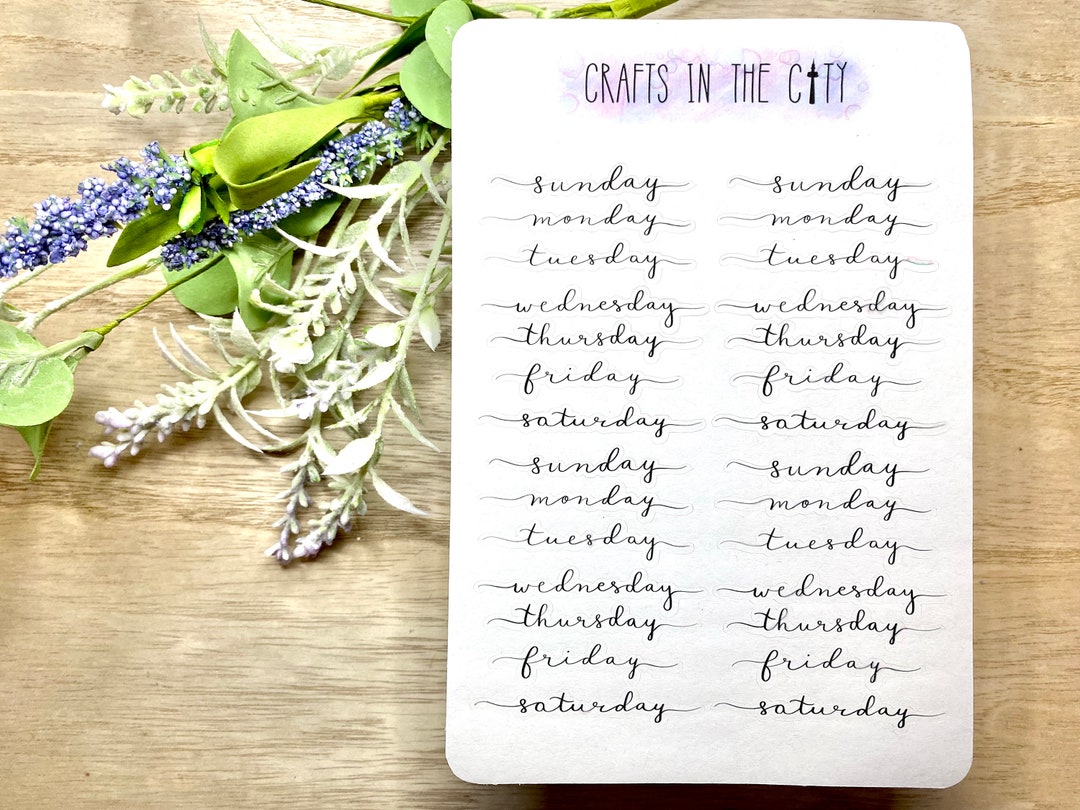 Days of the Week Stickers | Bujo Stickers | Planner Stickers ...