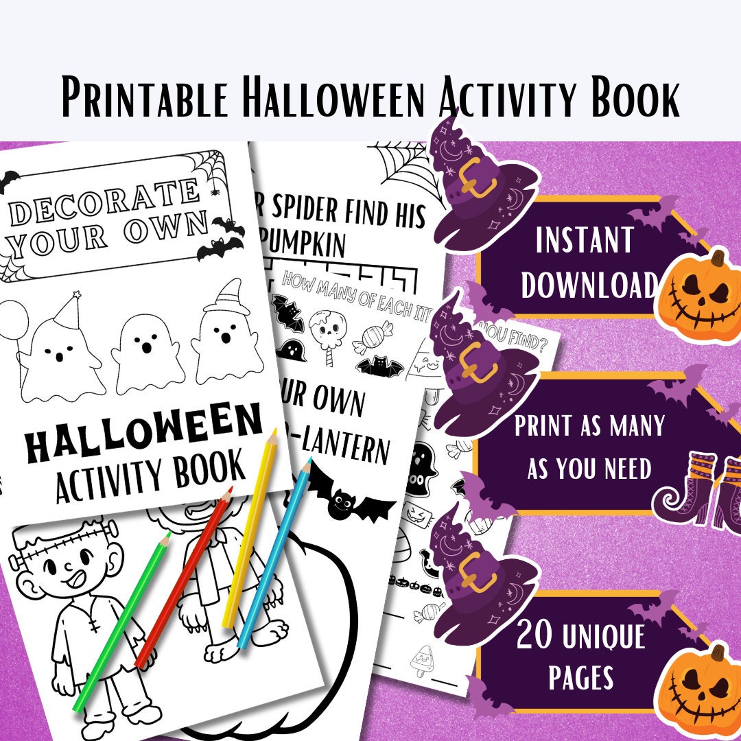 Printable Halloween Coloring Activity Book | Instant Download Halloween ...