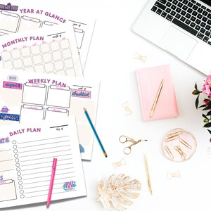 Monthly Weekly Daily Yearly Planner Bundle, To-do List, Printable ...