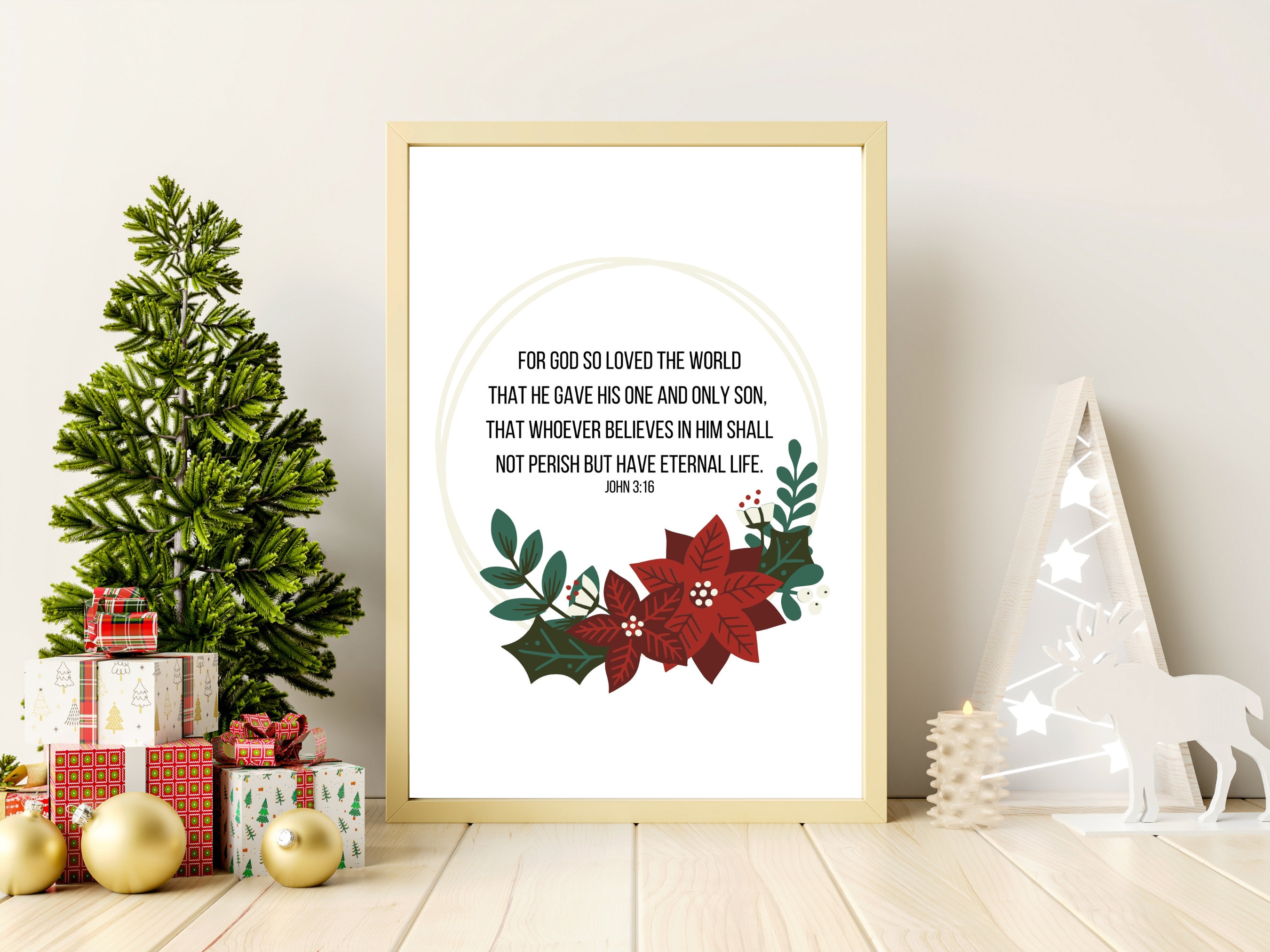 Christmas Bible Verse Wall Art Set of 4, 8x10, 4x6, 11x14, 5x7, Instant ...
