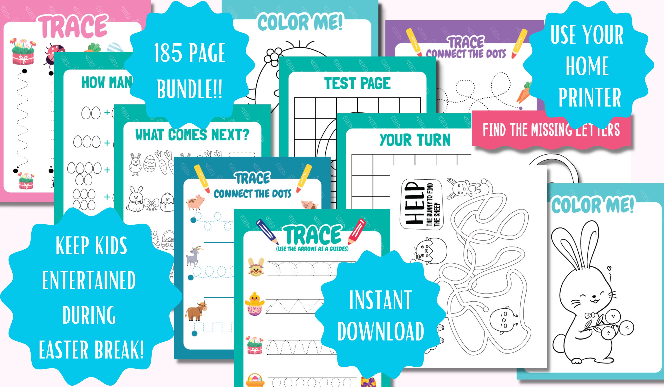 Kids Easter Printable Activity Book | Kids Easter Coloring Tracing ...