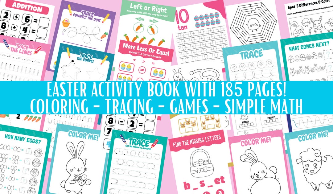 Kids Easter Printable Activity Book | Kids Easter Coloring Tracing ...