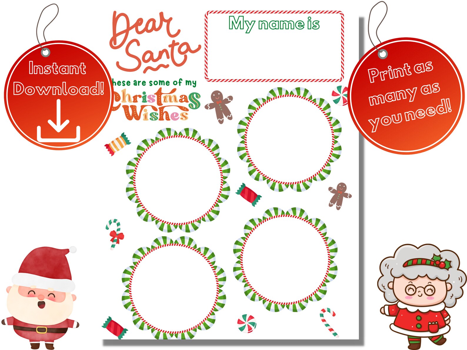 Christmas List, Letter to Santa - Print as Many as You Need! Cute and ...