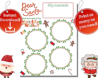 Christmas List, Letter to Santa - Print as Many as You Need! Cute and ...