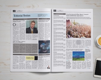 Tabloid Newspaper Template - Editorial, Corporate, Business, Instant ...