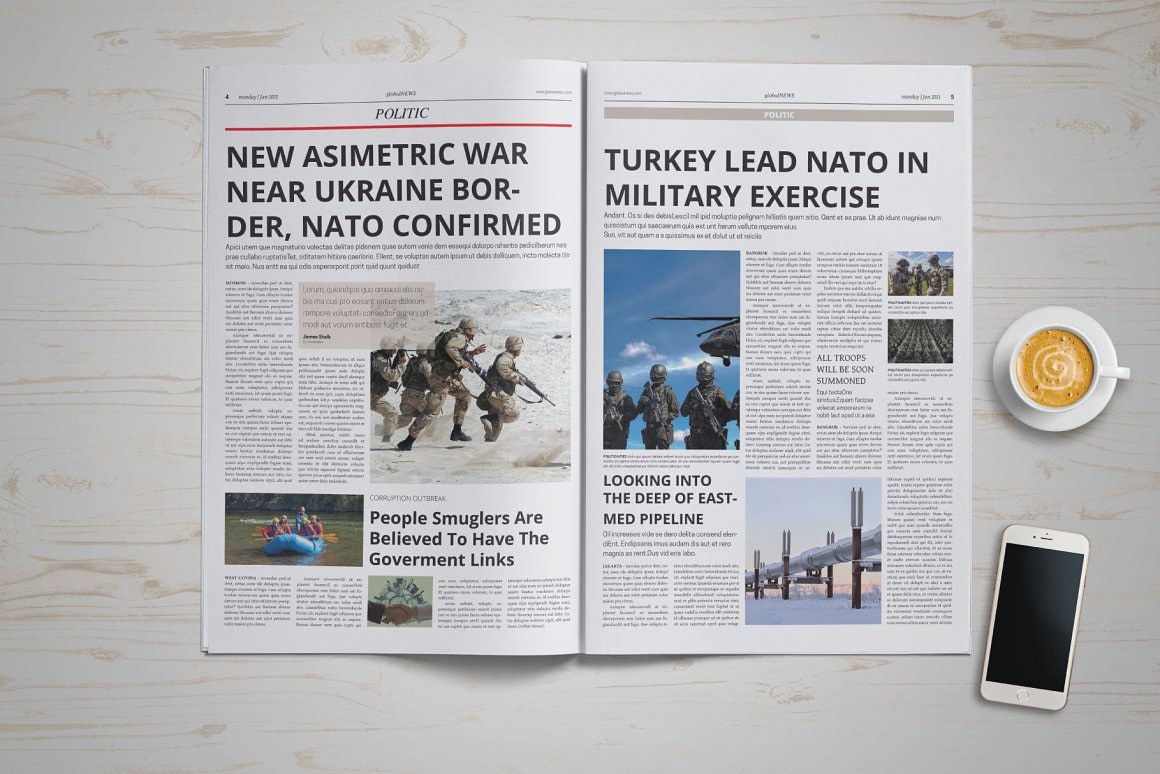 Indesign Global Newspaper Template - Etsy