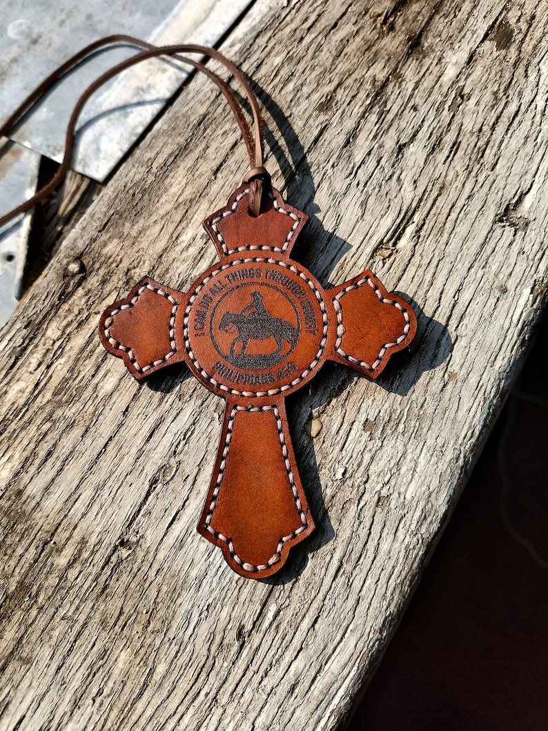 Personalized Leather Cross – Hand-stitched - for Horse Rider - Etsy