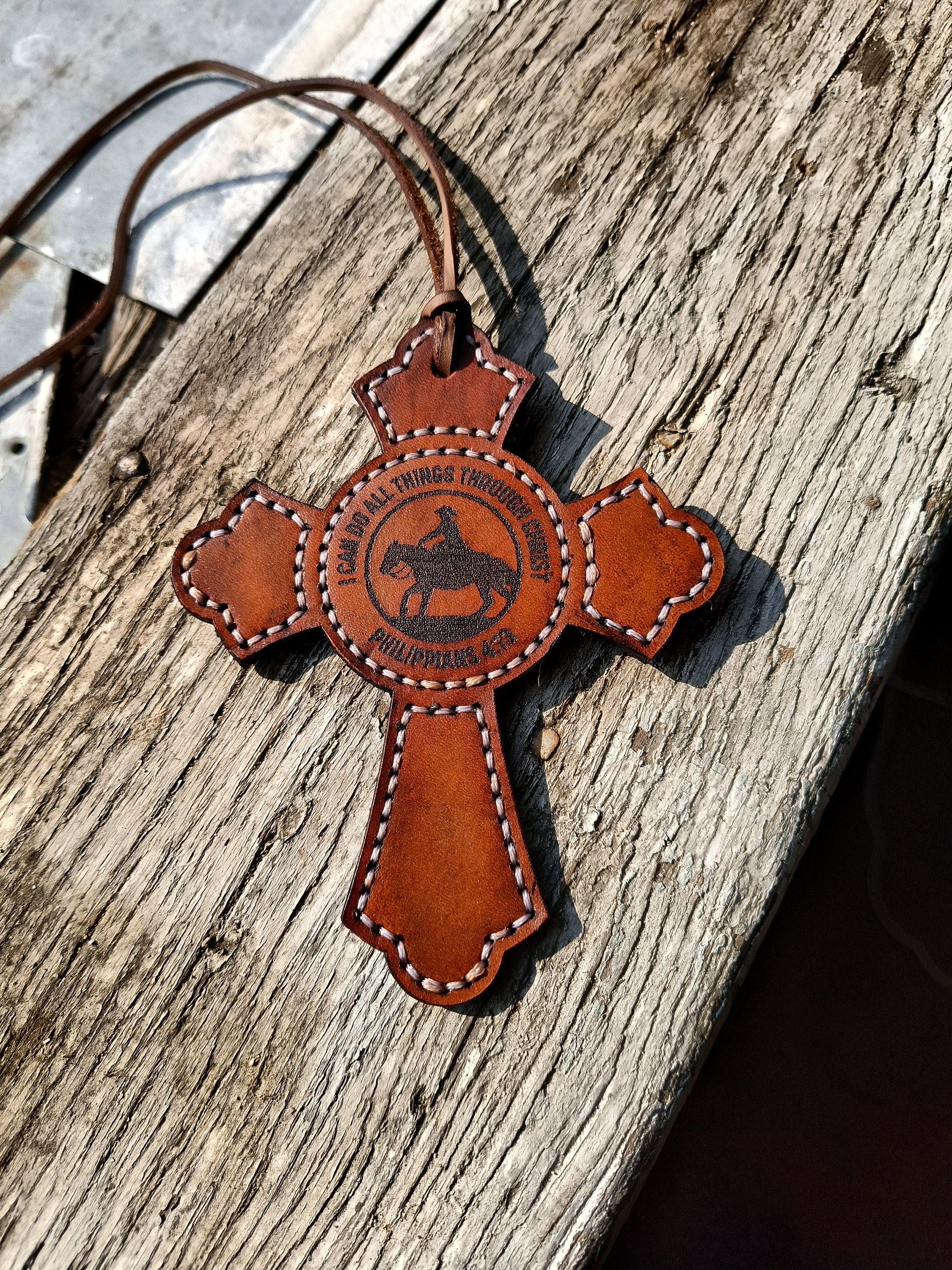 Personalized Leather Cross – Hand-stitched - for Horse Rider - Etsy