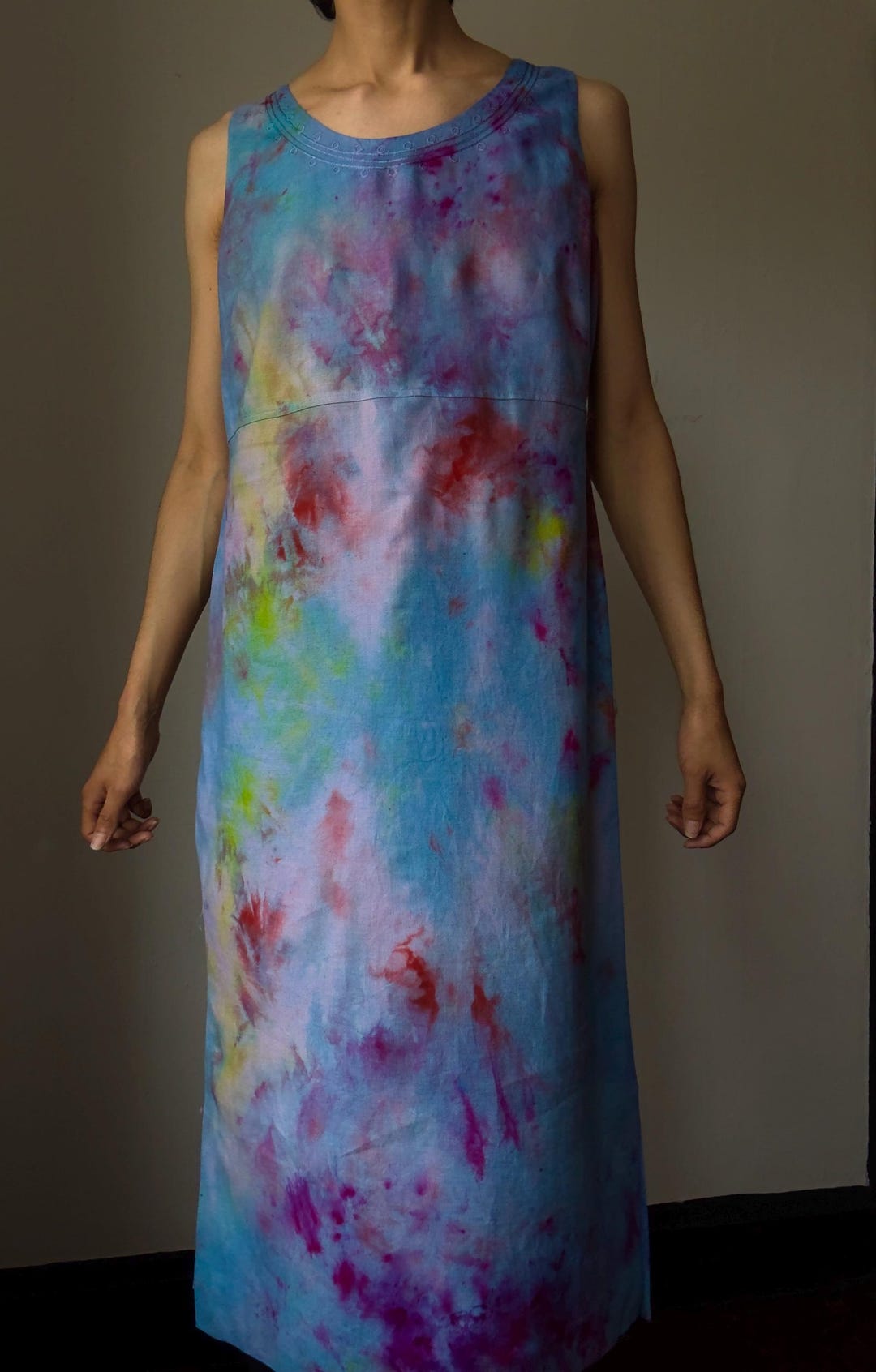 14 Cosmic Blue Rainbow Dress W Embroidery on Collar - Etsy