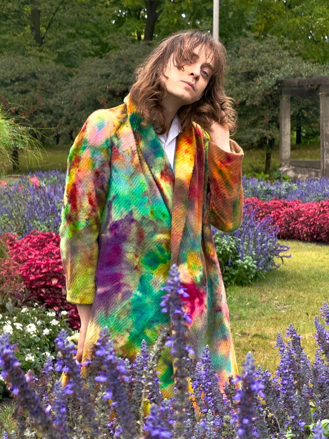 Fall Rainbow Wool Trench Long Fuzzy Coat - Etsy