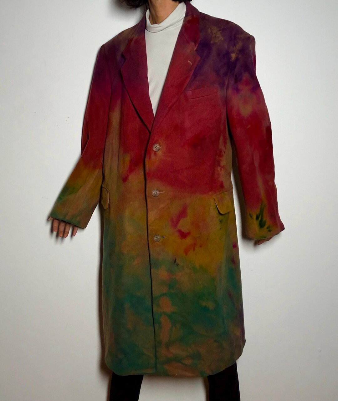 Rainbow Long Coat Wool and Cashmere Italian Trench - Etsy