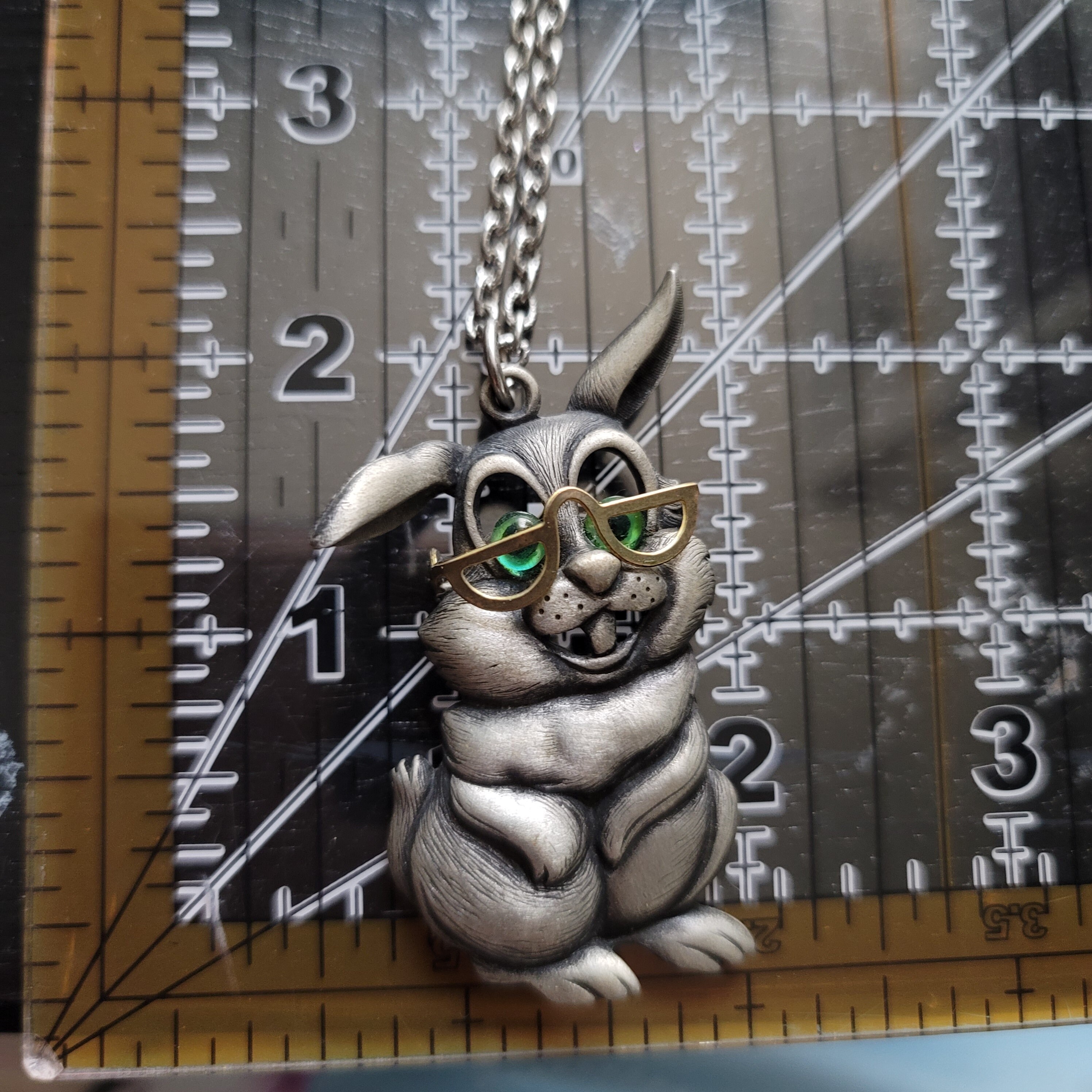 Vintage JJ Bunny Rabbit With Glasses Pendant With 12in Necklace - Etsy