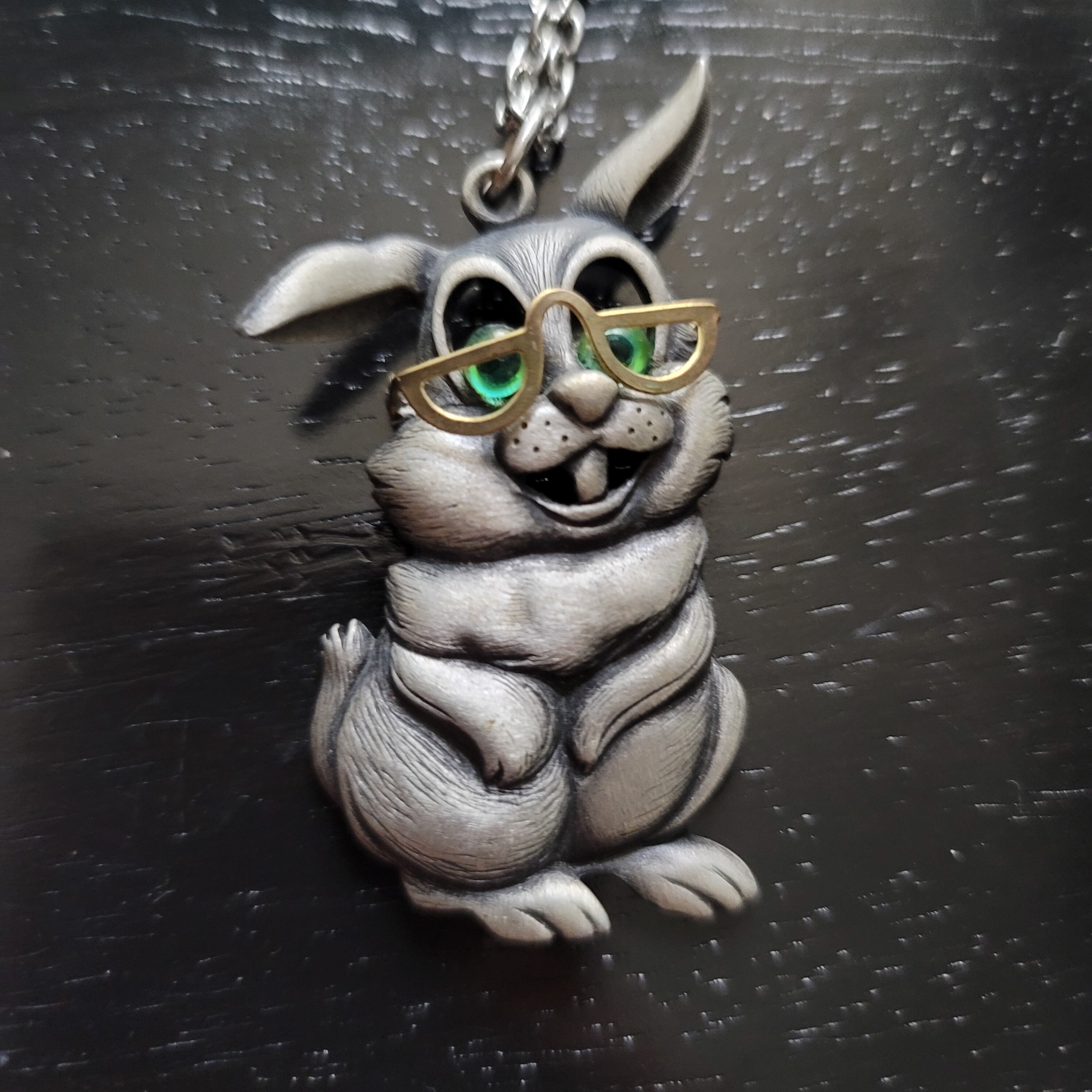Vintage JJ Bunny Rabbit With Glasses Pendant With 12in Necklace - Etsy