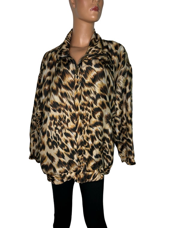 VINTAGE 100% silk Fuda leopard print bomber jacket si… - Gem