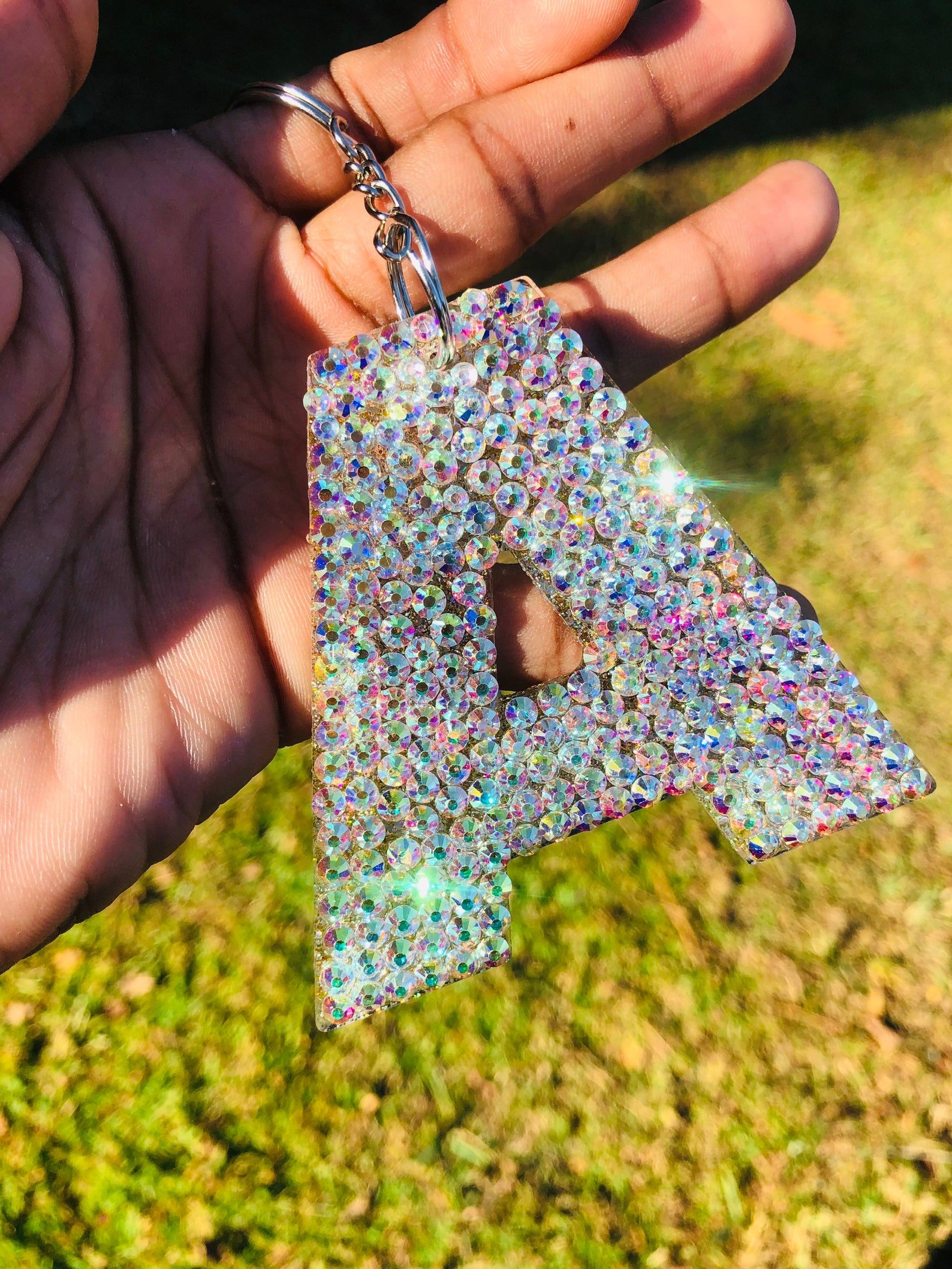 Rhinestone Letters Keychains Bling - Etsy