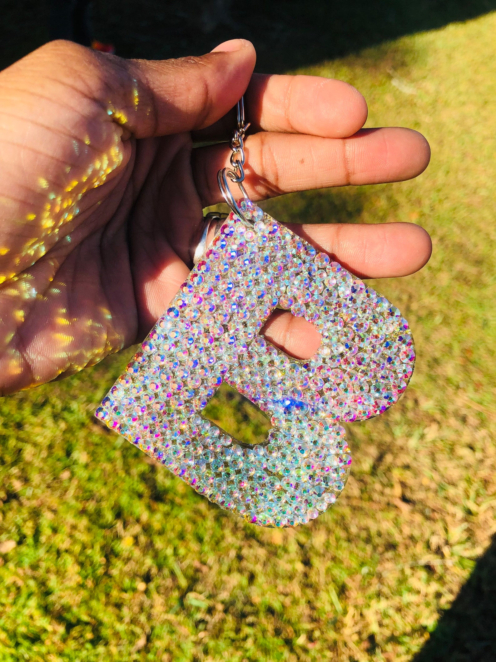 Rhinestone Letters Keychains Bling - Etsy