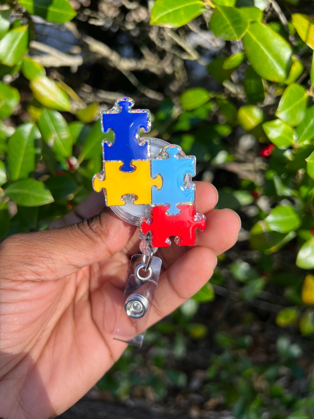 Autism Awareness Puzzle Badge Reel/ Nurse ID Holder/ Autism Badge Reel ...