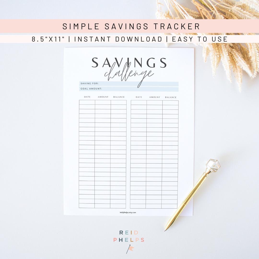Savings Challenge Printable Simple Budget Sheet, Personal Finance ...