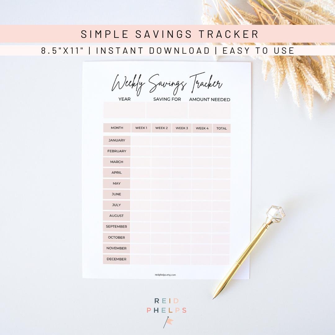 Weekly Savings Tracker Printable Simple Budget Sheet, Personal Finance ...