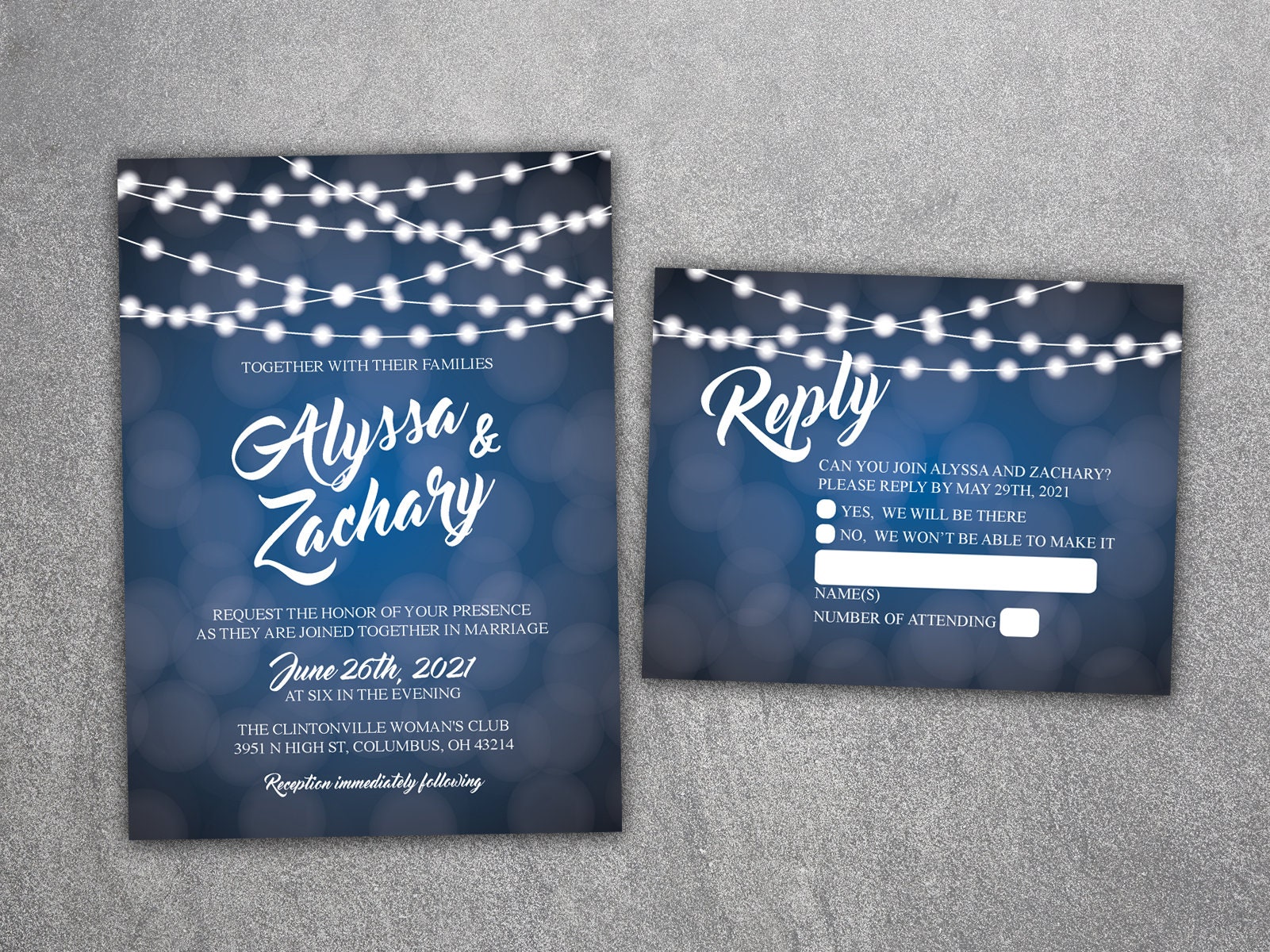 Wedding Invitation Lights Wedding Invitation Wedding Invite | Etsy