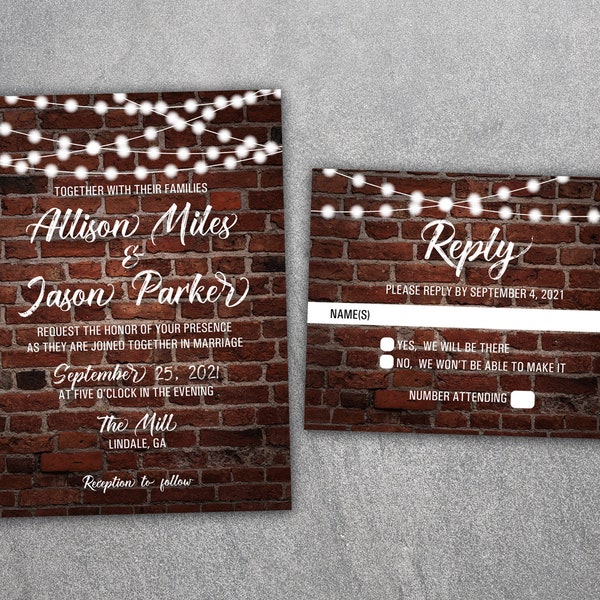 Brick Wedding Invitation - Etsy