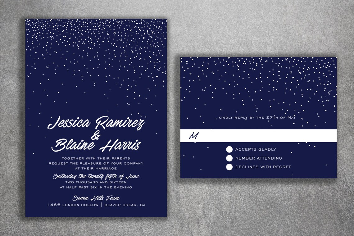 Blue & White Wedding Invitations Set Cheap Wedding - Etsy
