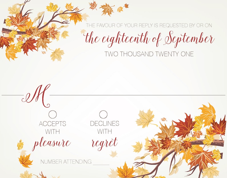 Autumn Wedding Invitation Fall Wedding Invitation September - Etsy