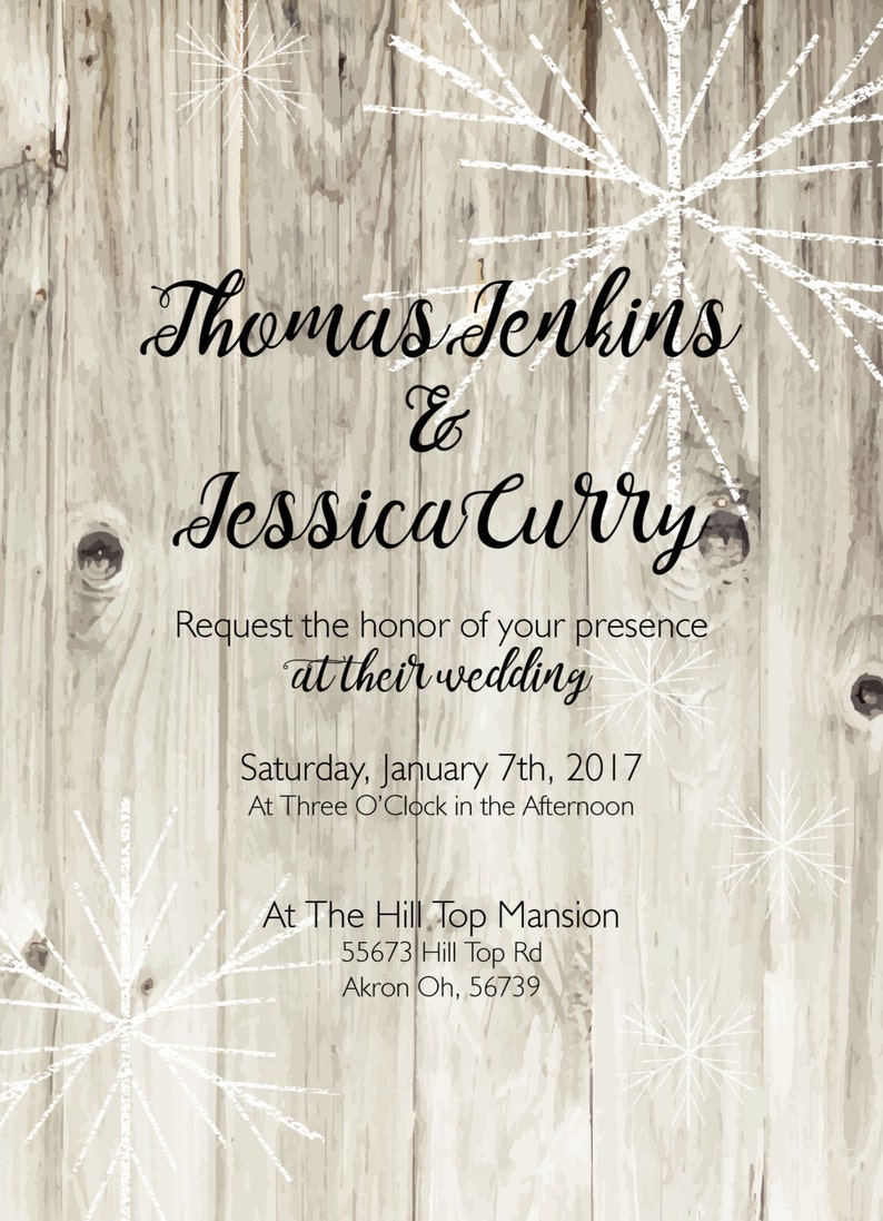 Rustic Winter Wedding Invitations Snow Wedding Invitation - Etsy