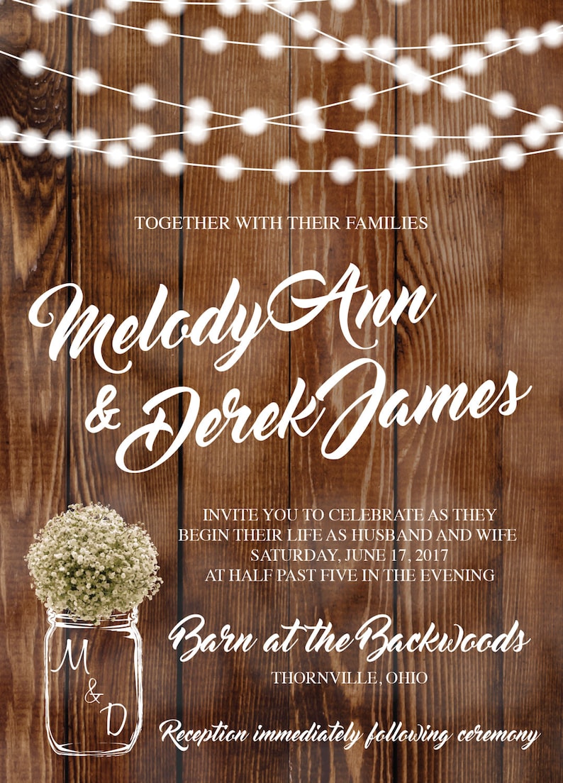 Country Wedding Invitations Set Printed Rustic Wedding - Etsy